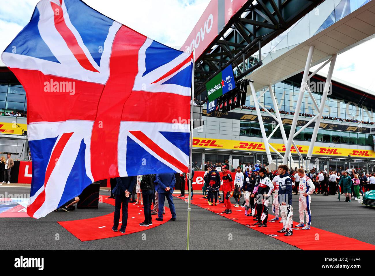 Drivers as the grid observes the national anthem. 03.07.2022. Formula 1 ...