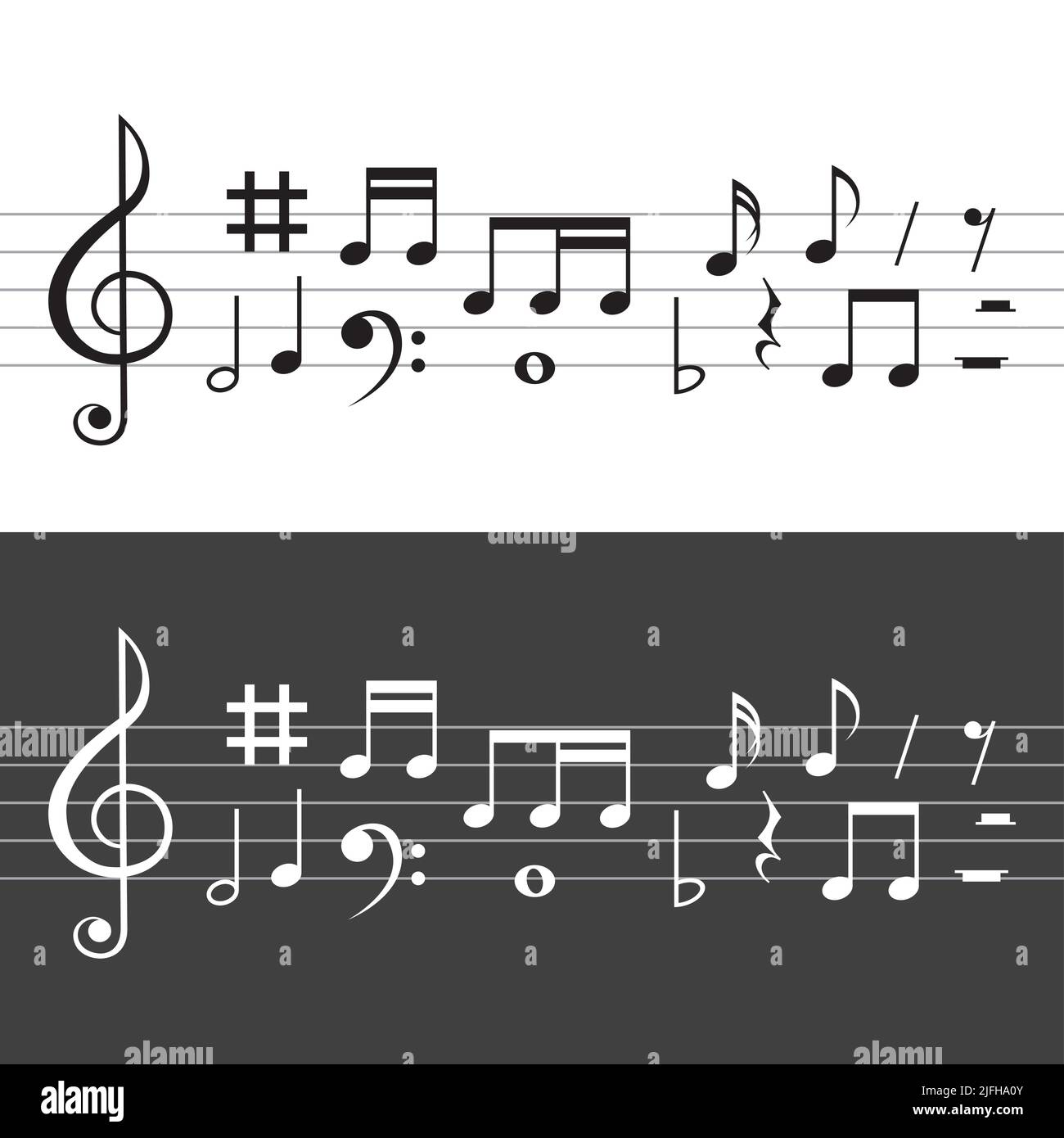 music notes light and dark set Stock Vector Image & Art - Alamy