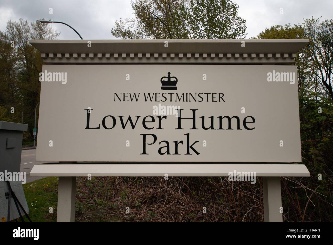 Lower Hume Park sign, New Westminster, British Columbia, Canada Stock ...