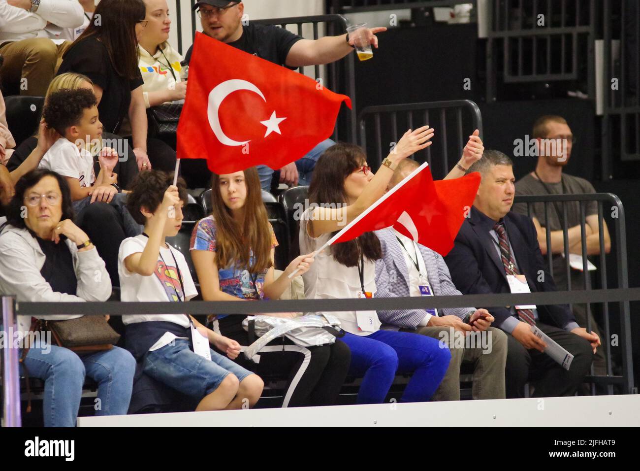 Newcastle, England, 3 July 2022. Turkish fans waving flags during the ...
