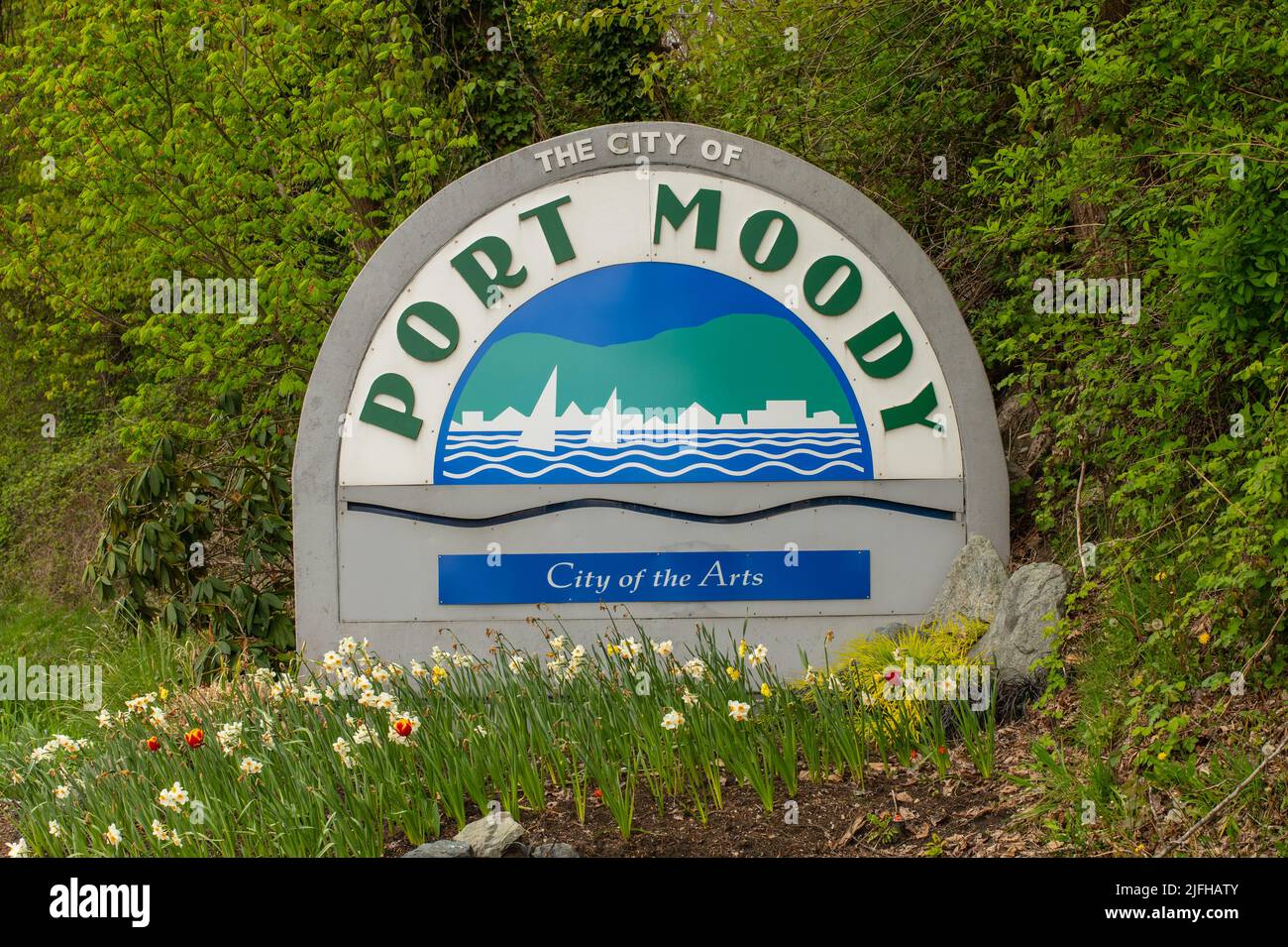 Welcome to Port Moody sign, Port Moody, British Columbia, Canada Stock ...