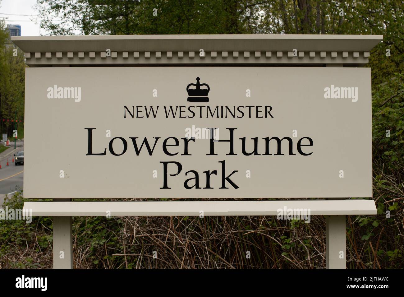 Lower Hume Park sign, New Westminster, British Columbia, Canada Stock ...