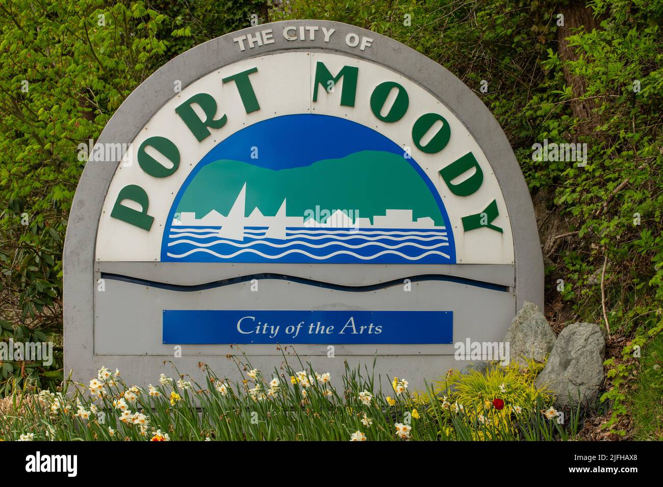 Welcome to Port Moody sign, Port Moody, British Columbia, Canada Stock ...