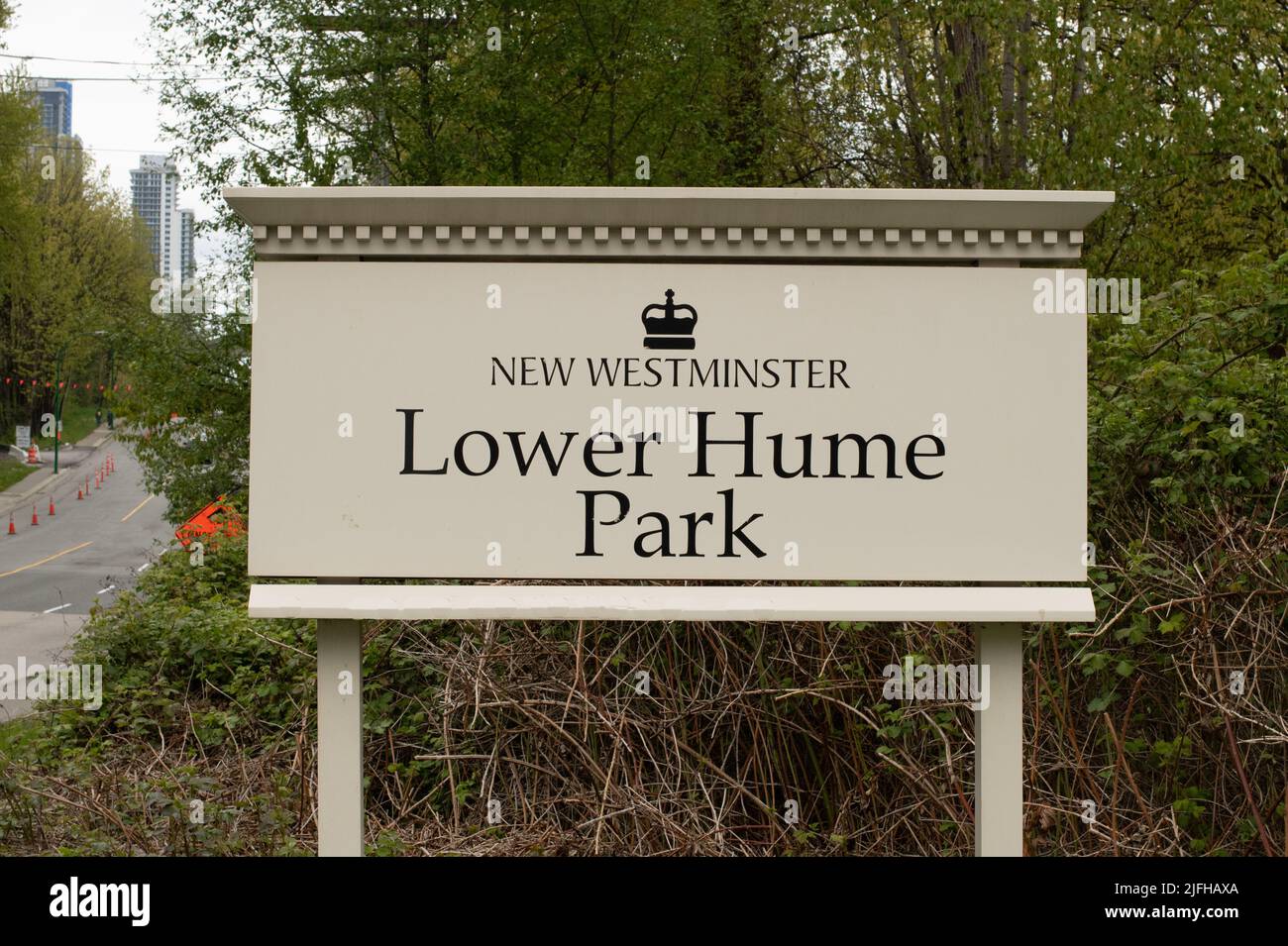 Lower Hume Park sign, New Westminster, British Columbia, Canada Stock ...