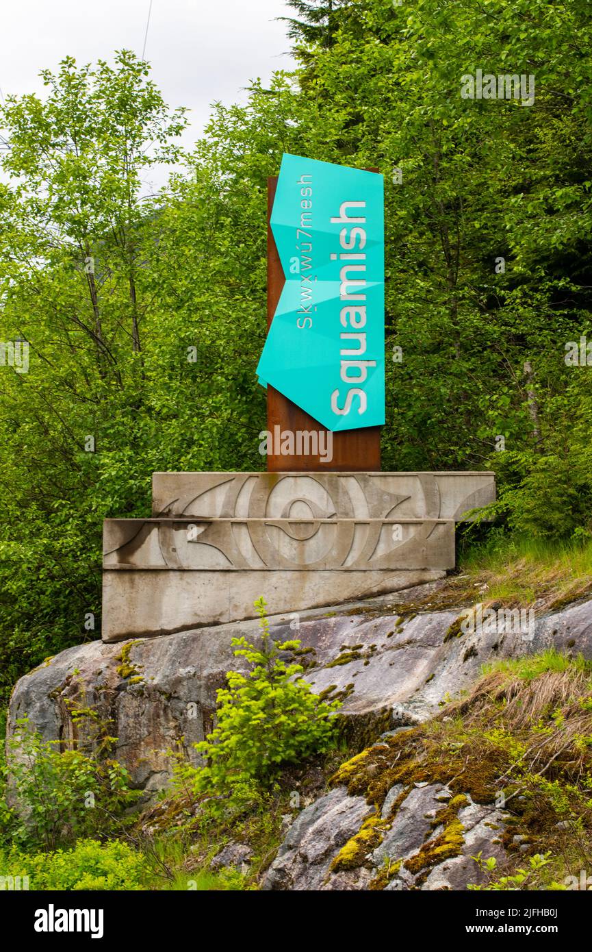 Welcome to Squamish sign, Squamish, British Columbia, Canada Stock ...