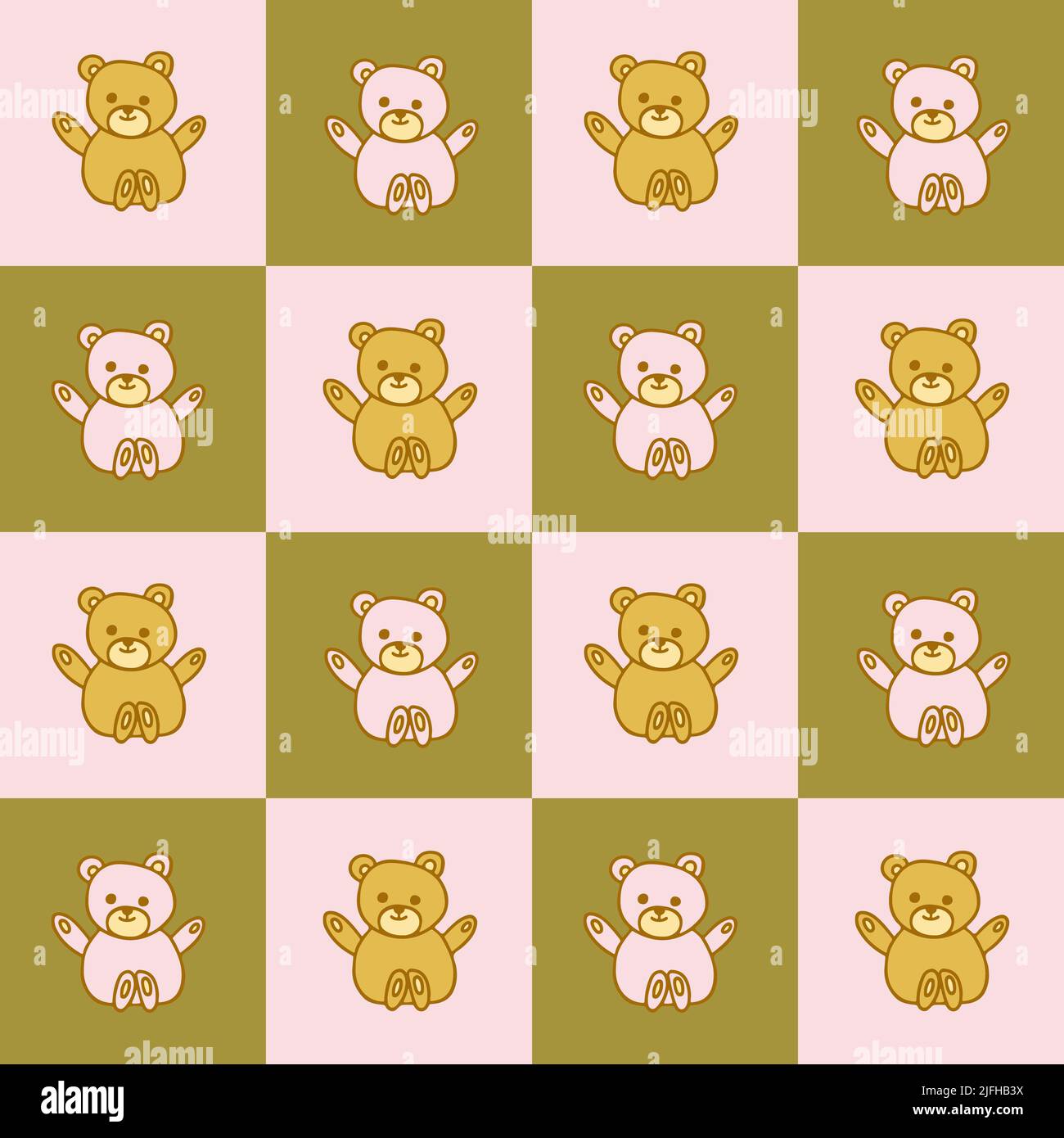 Checkered seamless pattern with cute teddy bear Stock Vector Image ...