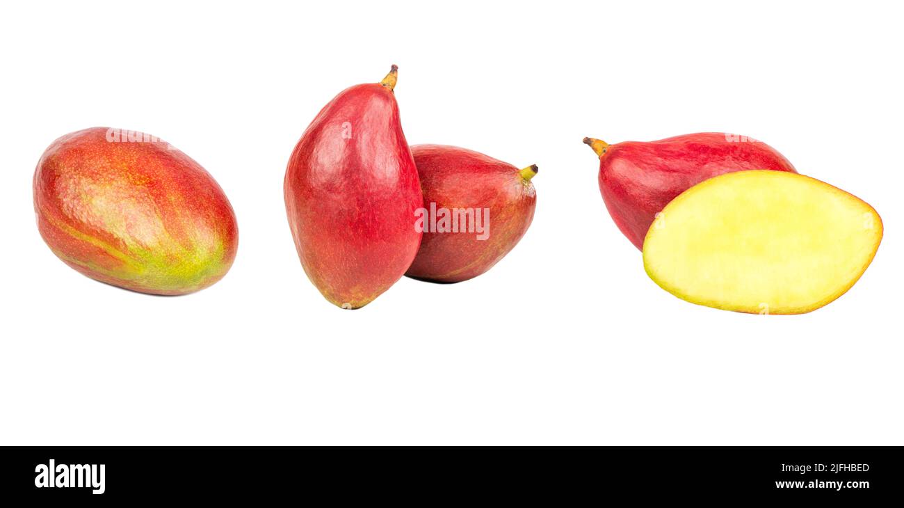 Fresh organic mango isolated on white background. Red mango fruit ...