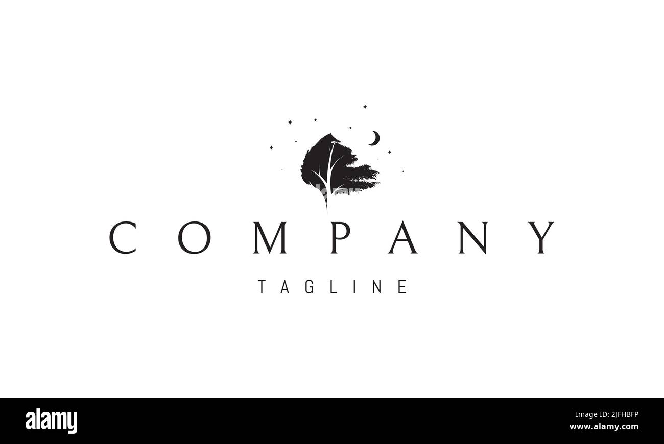 Vector logo on which an abstract image of a tree bent under the ...