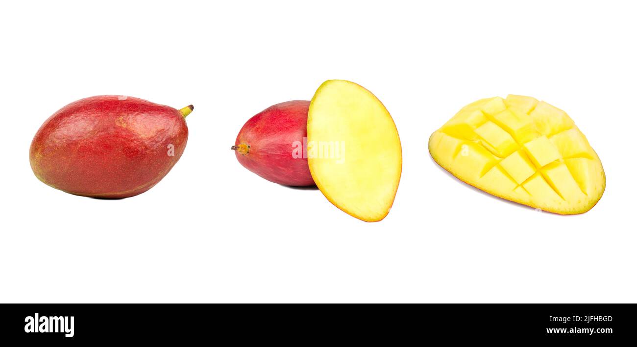 Fresh organic mango isolated on white background. Red mango fruit ...
