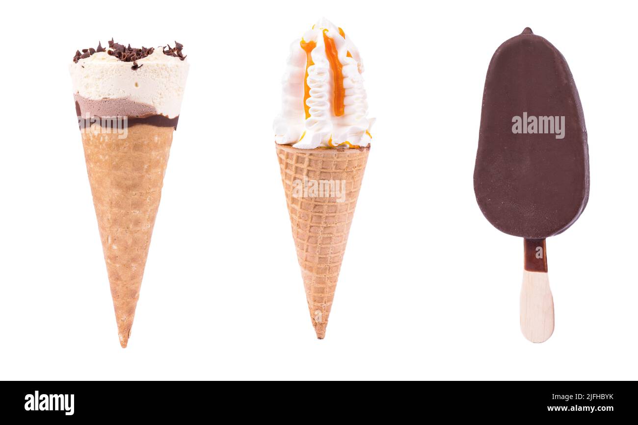 Ice cream and popsicles isolated on white background Stock Photo - Alamy