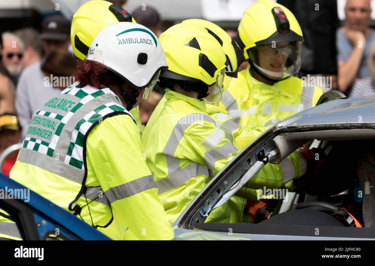 Display by Police, fire and ambulance services, Eastbourne, East Sussex ...