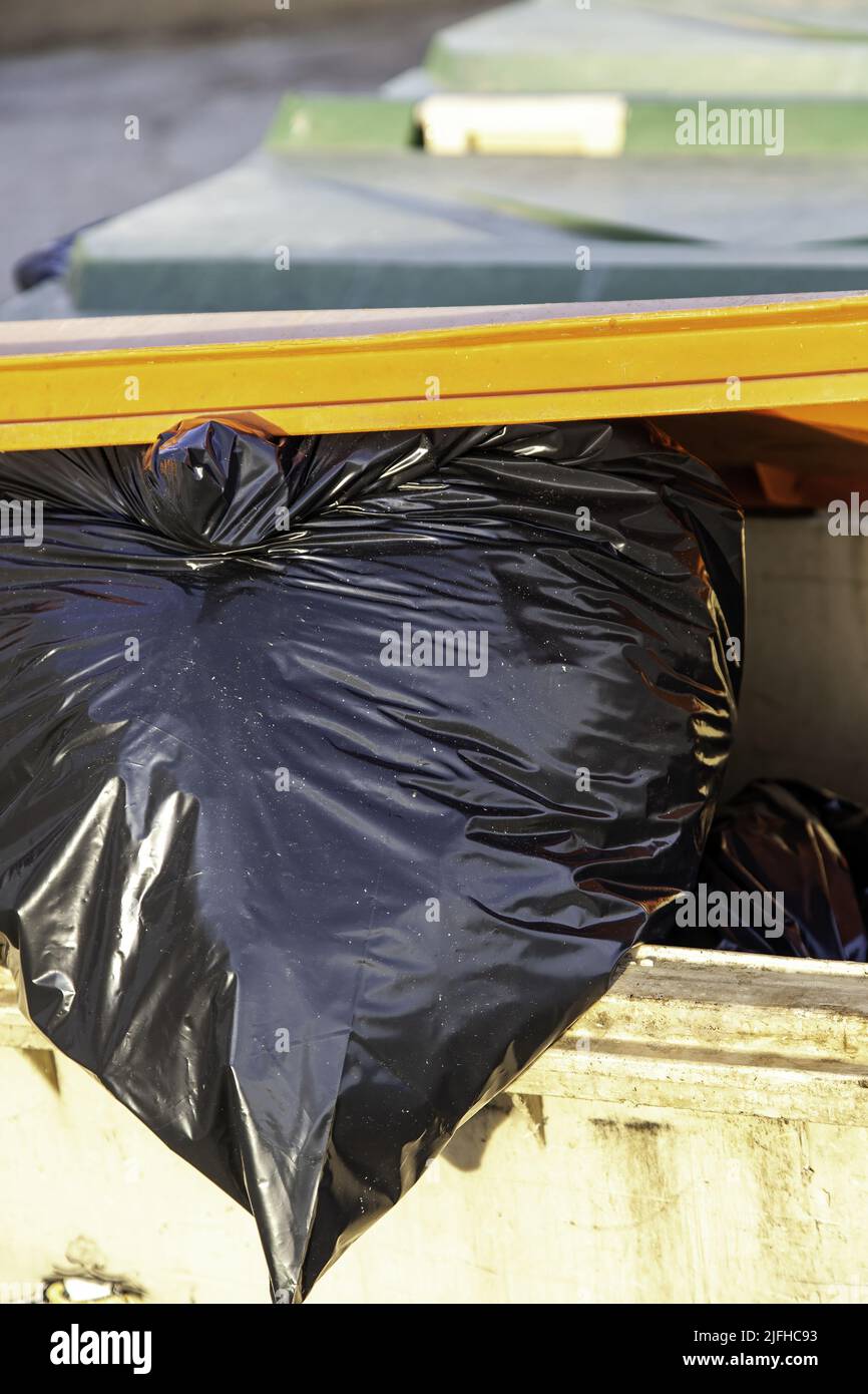 Detail of garbage and recycling in the city, waste management Stock ...