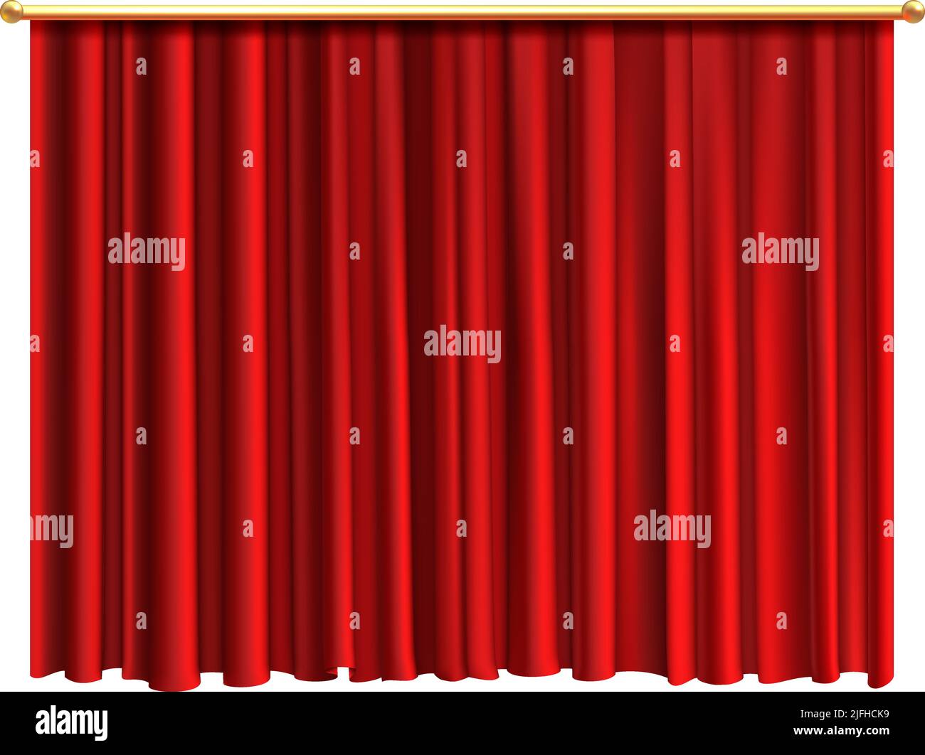 Closed red curtains. Realistic scene drapes mockup Stock Vector Image ...