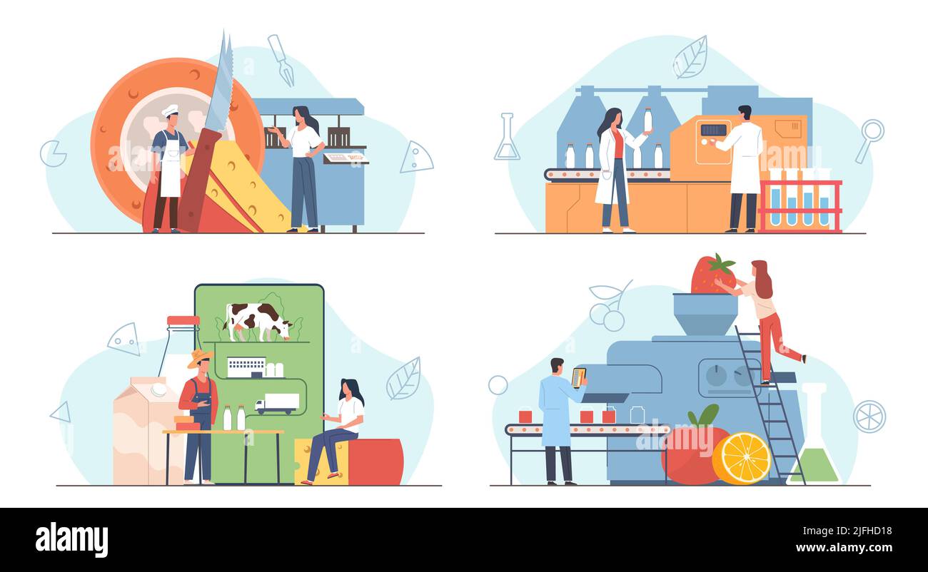 Dairy production industry. Agricultural goods creation process, food ...