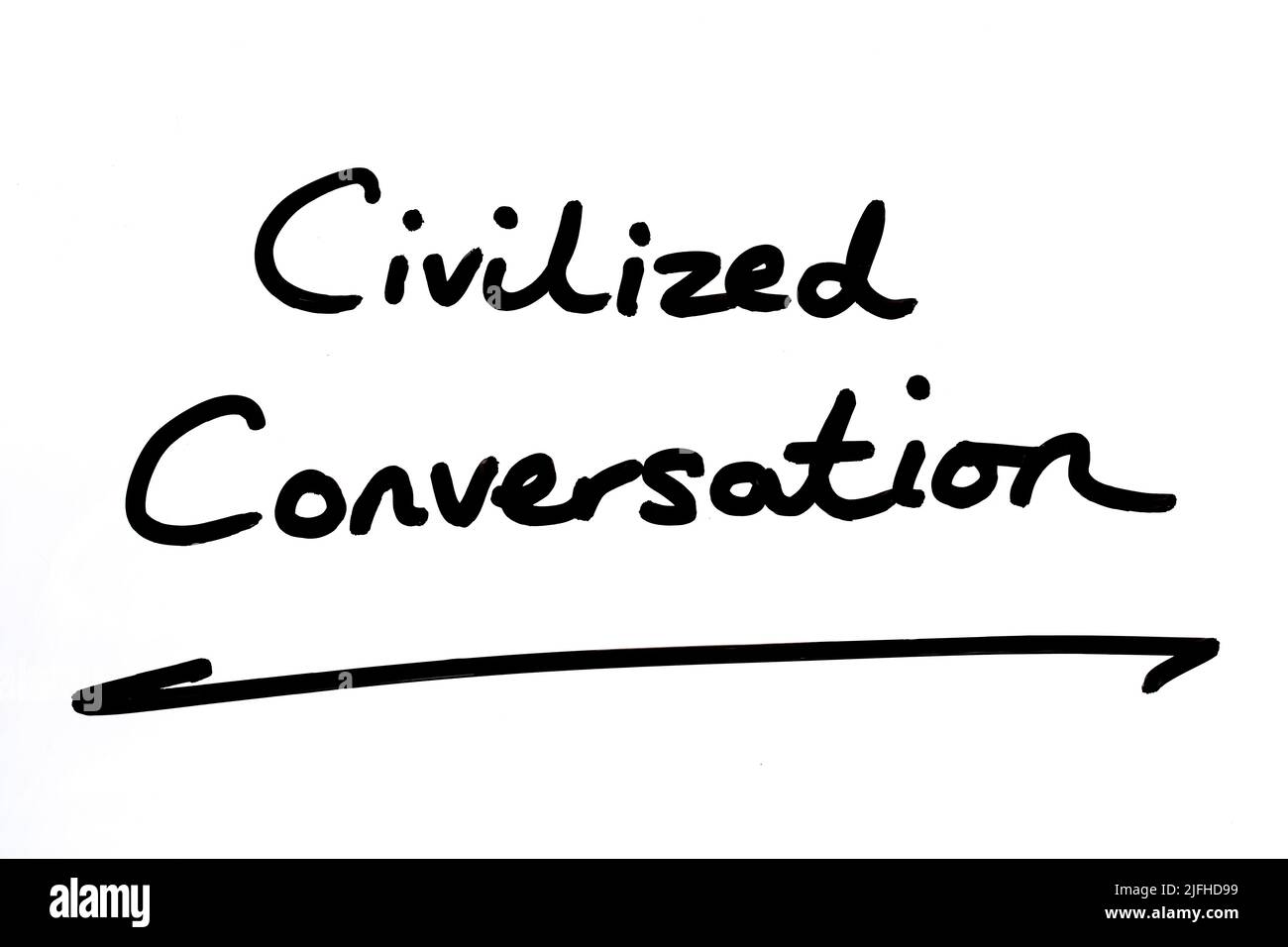 Civilized Conversation, handwritten on a white background Stock Photo ...