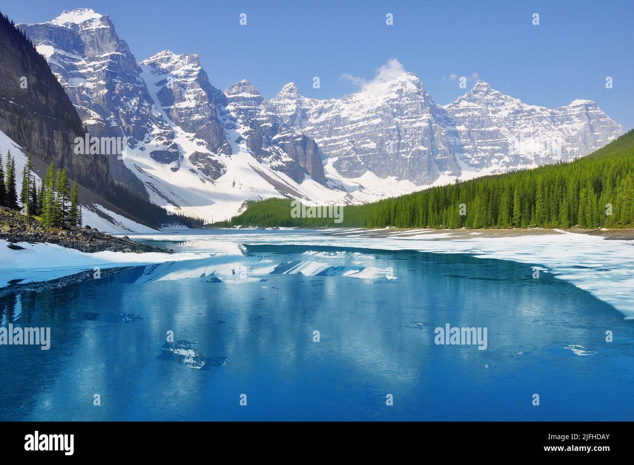Moraine lake under the ice. Banff National park Stock Photo - Alamy