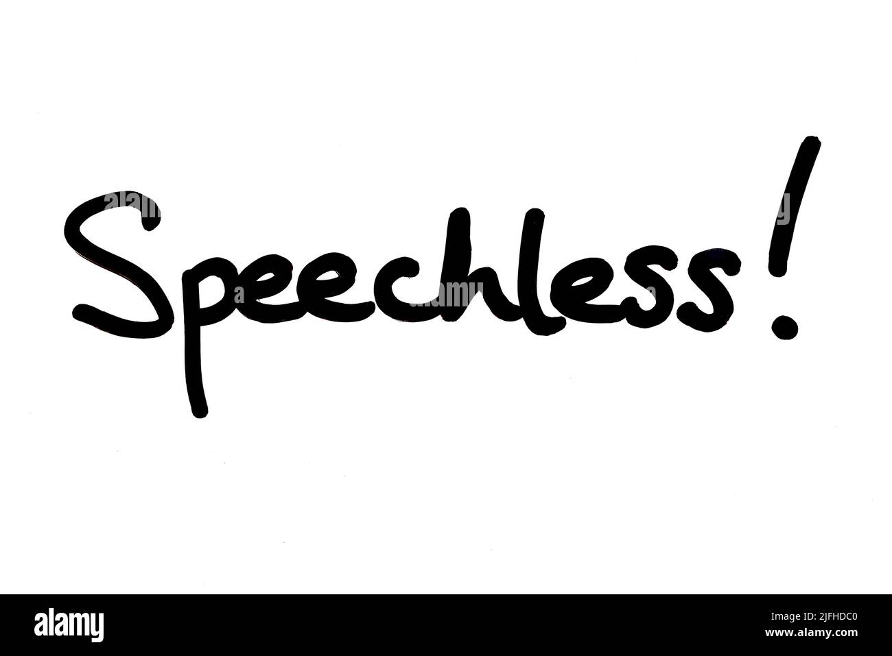 Speechless! handwritten on a white background Stock Photo - Alamy