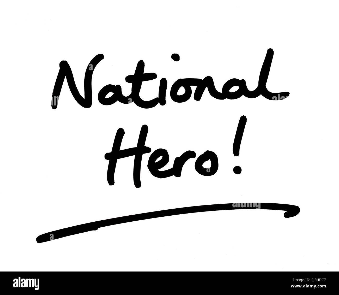 National Hero! handwritten on a white background Stock Photo - Alamy