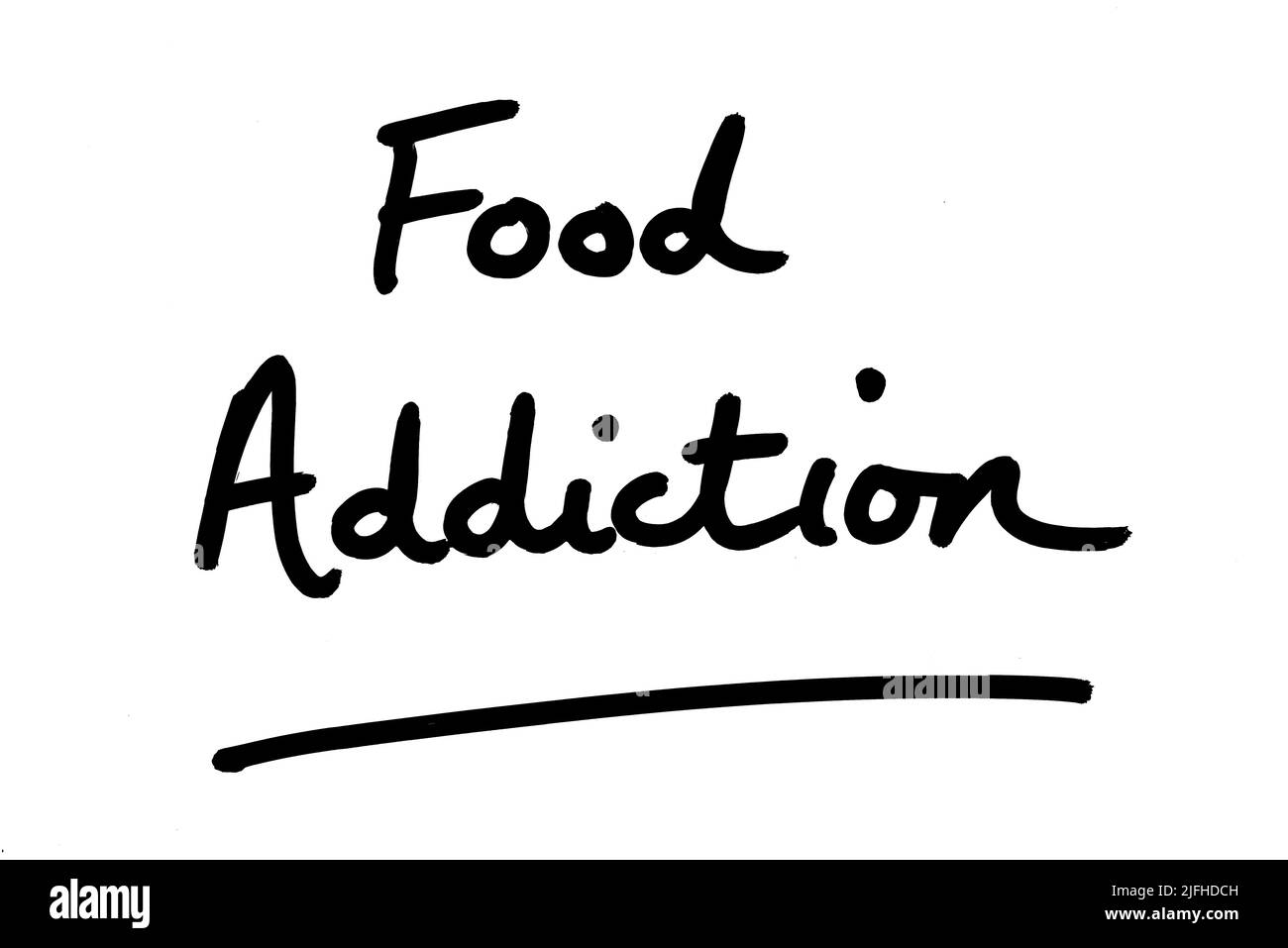 Food Addiction, handwritten on a white background Stock Photo - Alamy