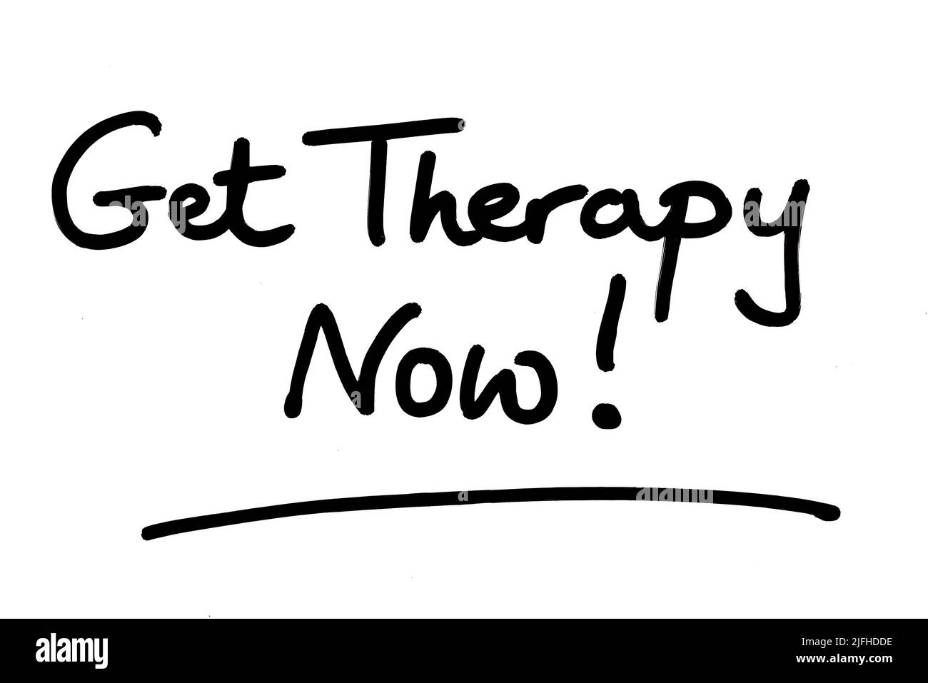 Get Therapy NOW! handwritten on a white background Stock Photo - Alamy