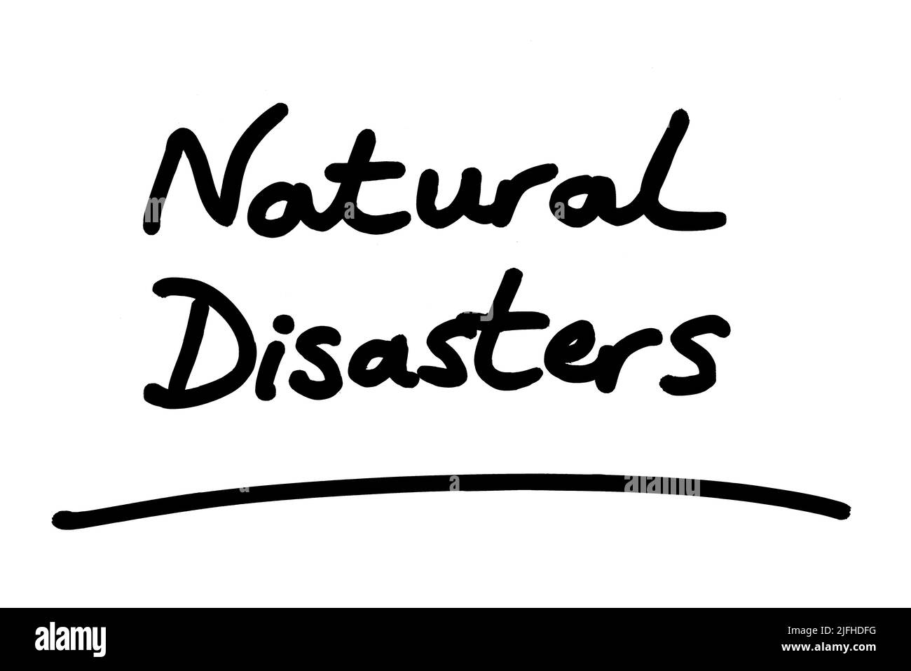 Natural Disasters, handwritten on a white background Stock Photo - Alamy