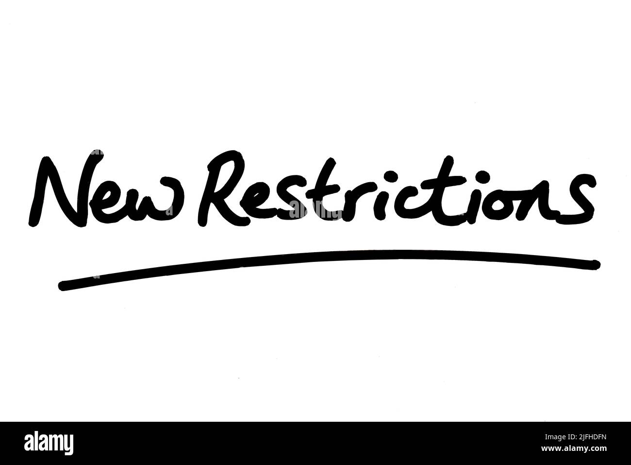 New Restrictions, handwritten on a white background Stock Photo - Alamy