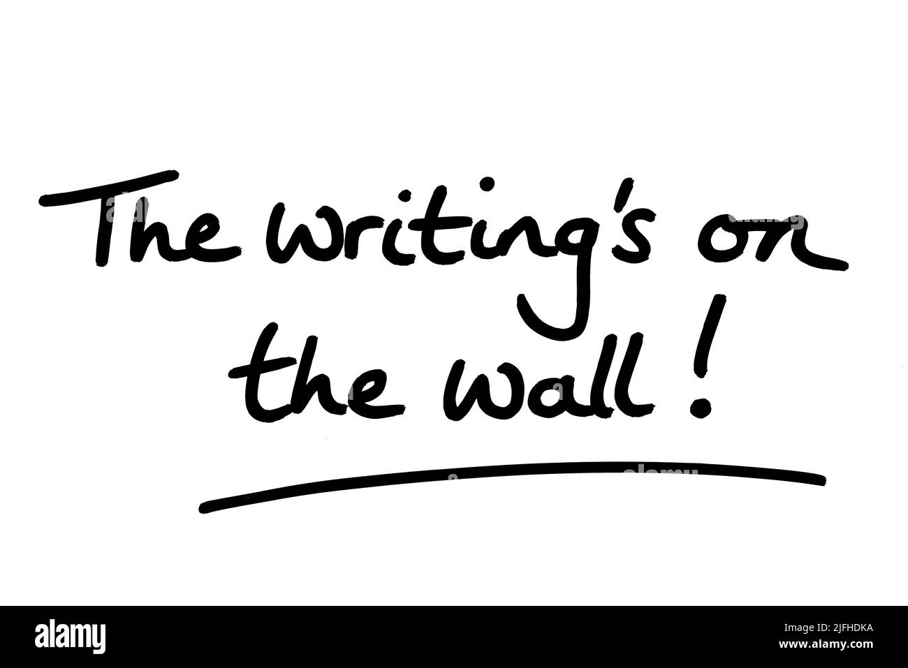 The writings on the wall! handwritten on a white background Stock Photo ...