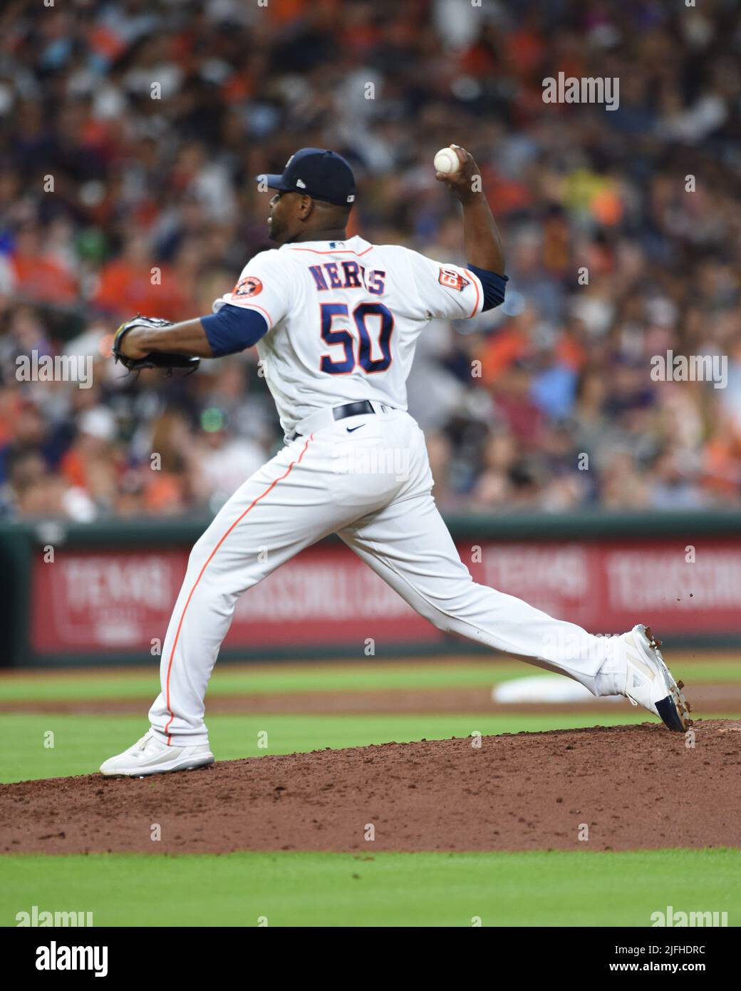 Houston Astros relief pitcher Hector Neris (50) pitches during the ...