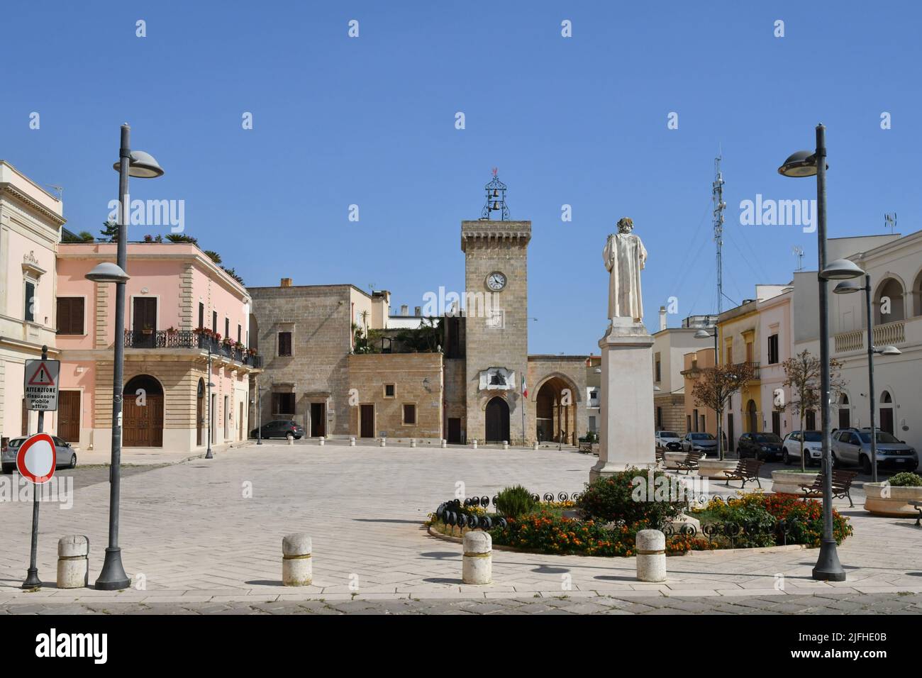 The town square of Uggiano, a medieval village in the Puglia region of ...