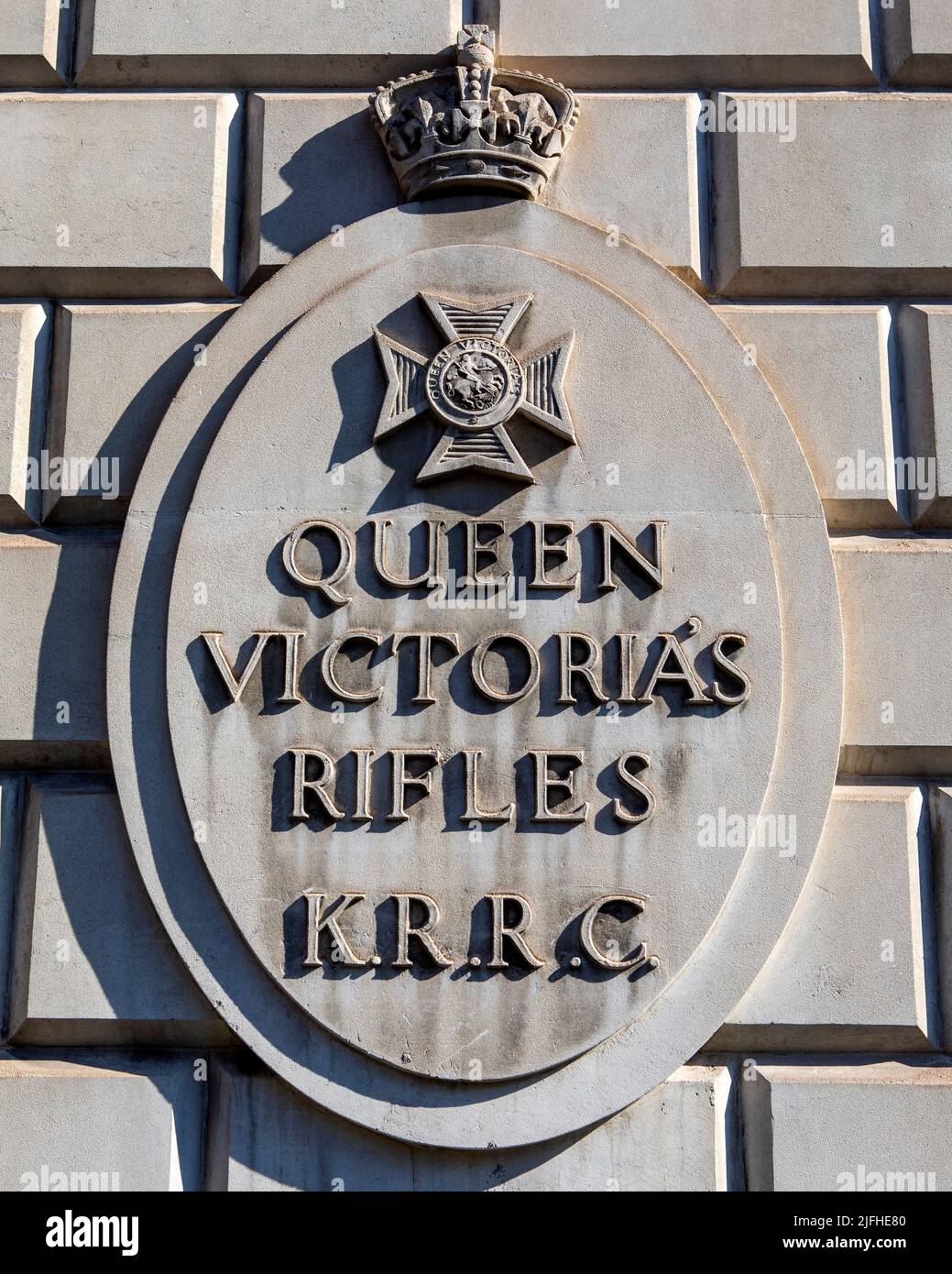 Sculptured plaque commemorating the historic Queen Victorias Rifles ...