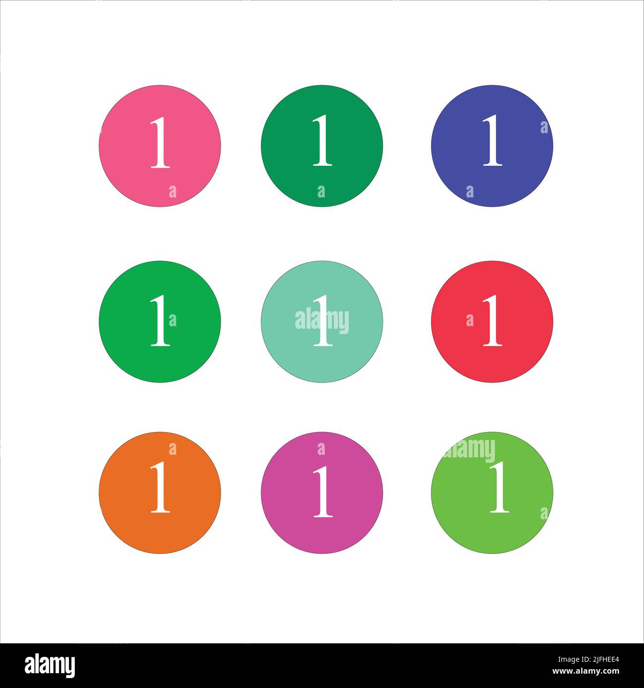 Numbers 1 colourful set in normal style. Vector elements illustration ...