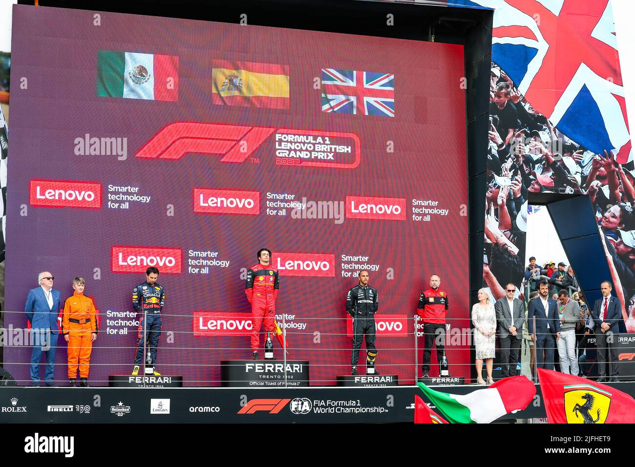 Silverstone, UK. 3rd July, 2022. Podium: SAINZ Carlos (spa), Scuderia ...