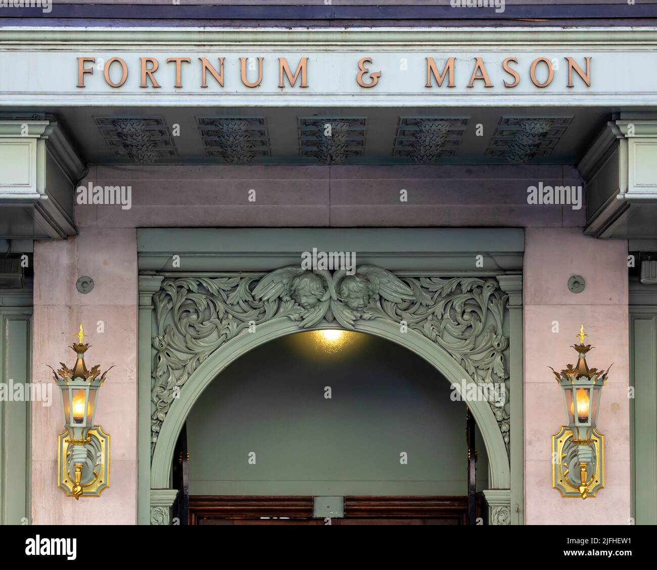 London, UK - March 8th 2022: The exterior of the famous Fortnum and ...