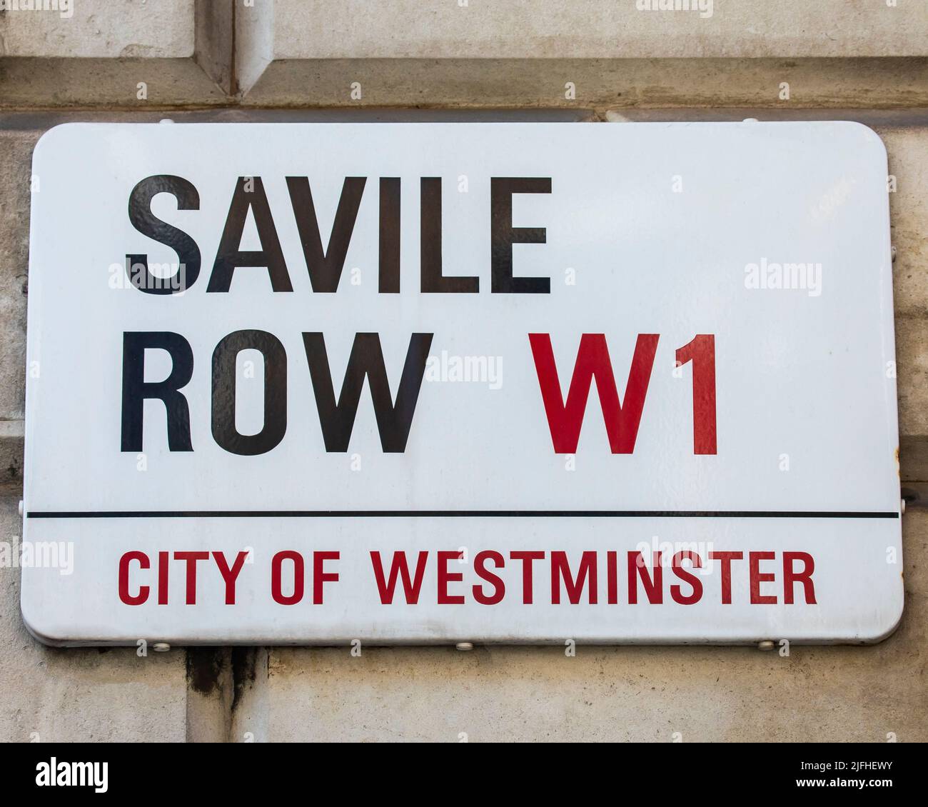 London, UK - March 8th 2022: Street sign for the historic Savile Row in ...