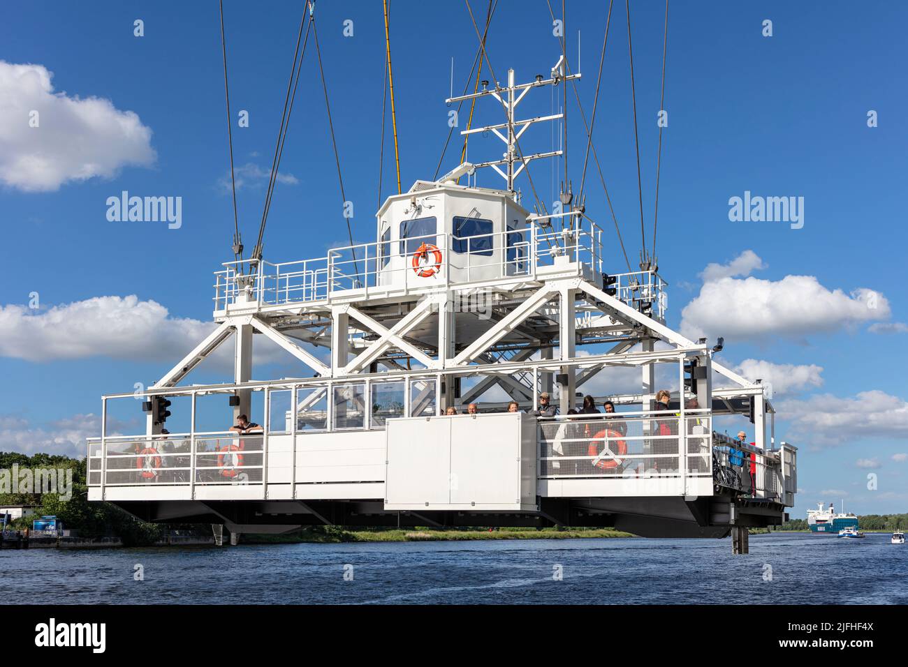 hanging ferry under the Rendsburg High Bridge in Schleswig-Holstein ...