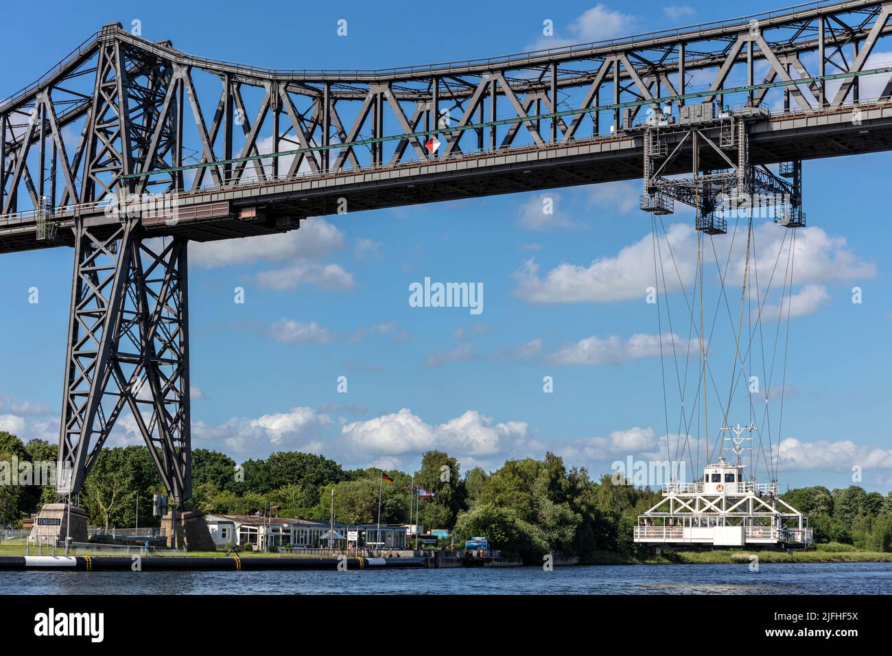 hanging ferry under the Rendsburg High Bridge in Schleswig-Holstein ...