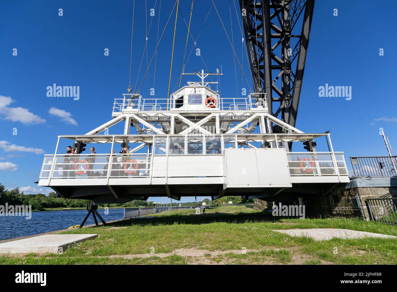 hanging ferry under the Rendsburg High Bridge in Schleswig-Holstein ...