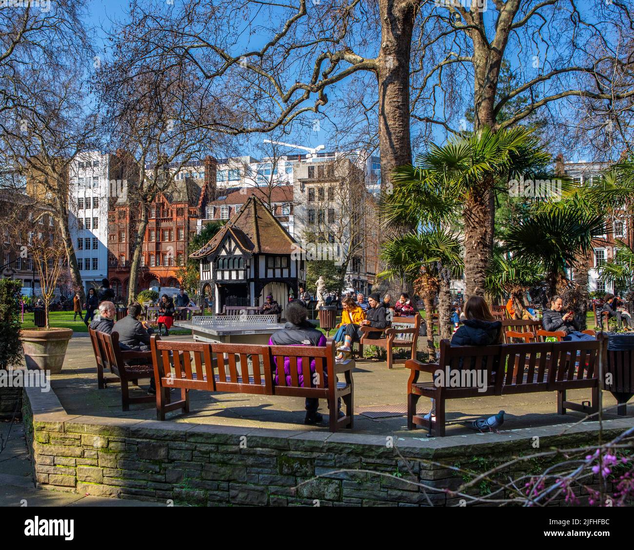 London, UK - March 8th 2022: A view of the beautiful Soho Square in ...