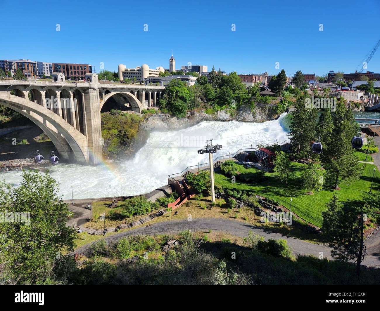 Torrential flow over Lower Spokane Falls in downtown Spokane after ...