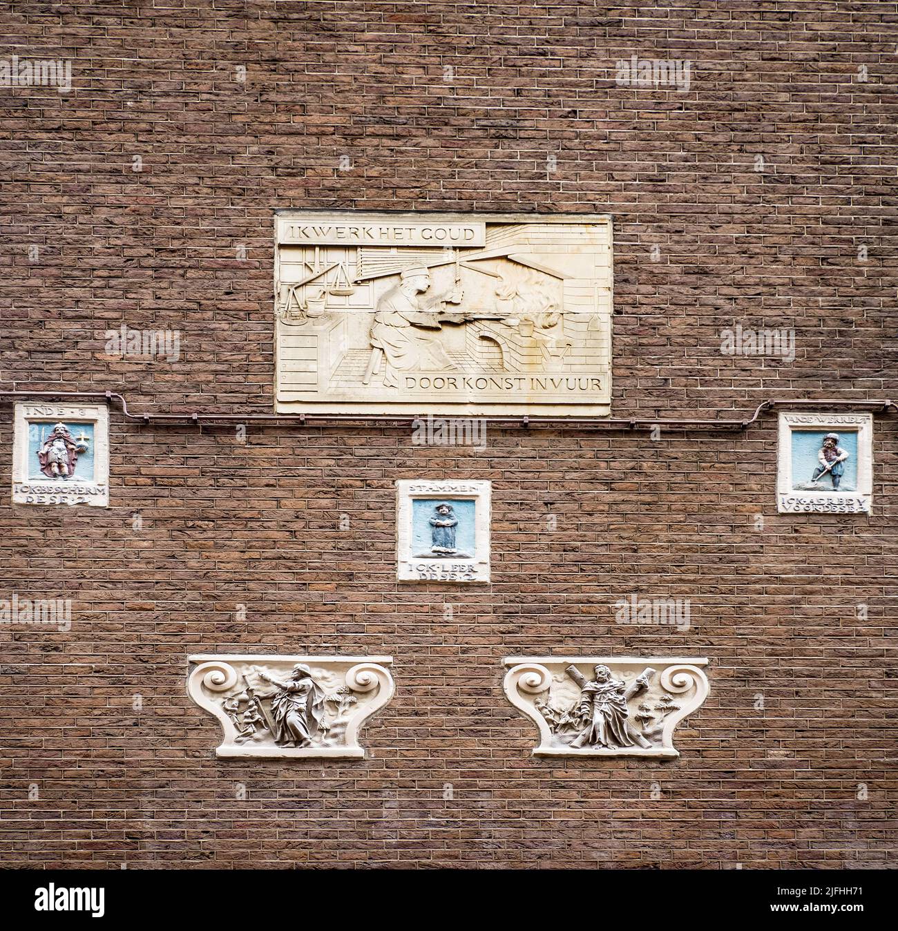 Gable Plaques on the Exterior Walls of the Amsterdam Museum Stock Photo ...