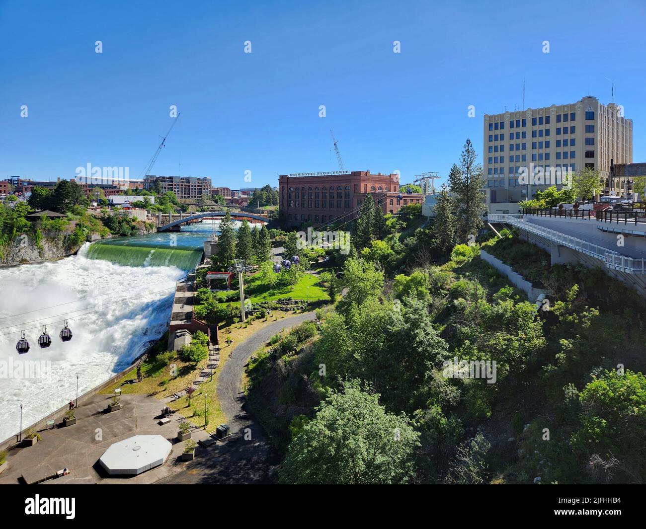 Lower Spokane Falls and Huntington Park in downtown Spokane, Washington ...