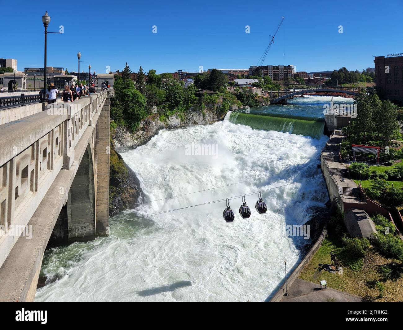 Lower Spokane Falls and Huntington Park in downtown Spokane, Washington ...