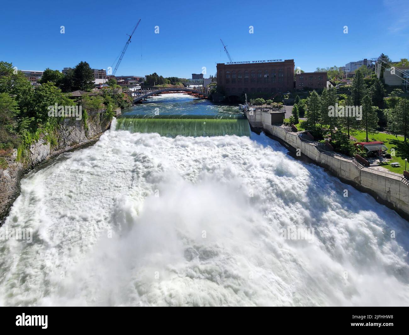 Lower Spokane Falls and Huntington Park in downtown Spokane, Washington ...