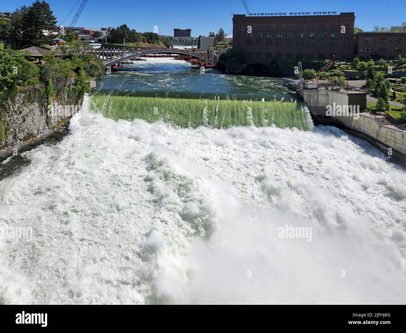 Lower Spokane Falls and Huntington Park in downtown Spokane, Washington ...