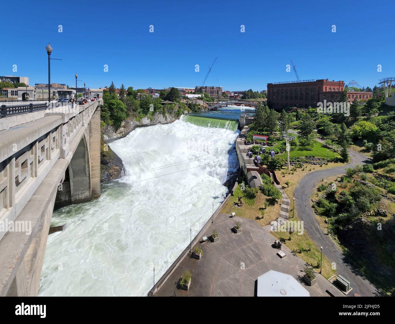 Lower Spokane Falls and Huntington Park in downtown Spokane, Washington ...