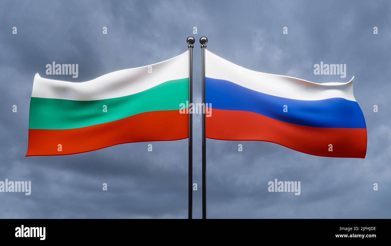 Bulgaria and Russia flags, Blue sky and flag Bulgaria vs flag Russia ...