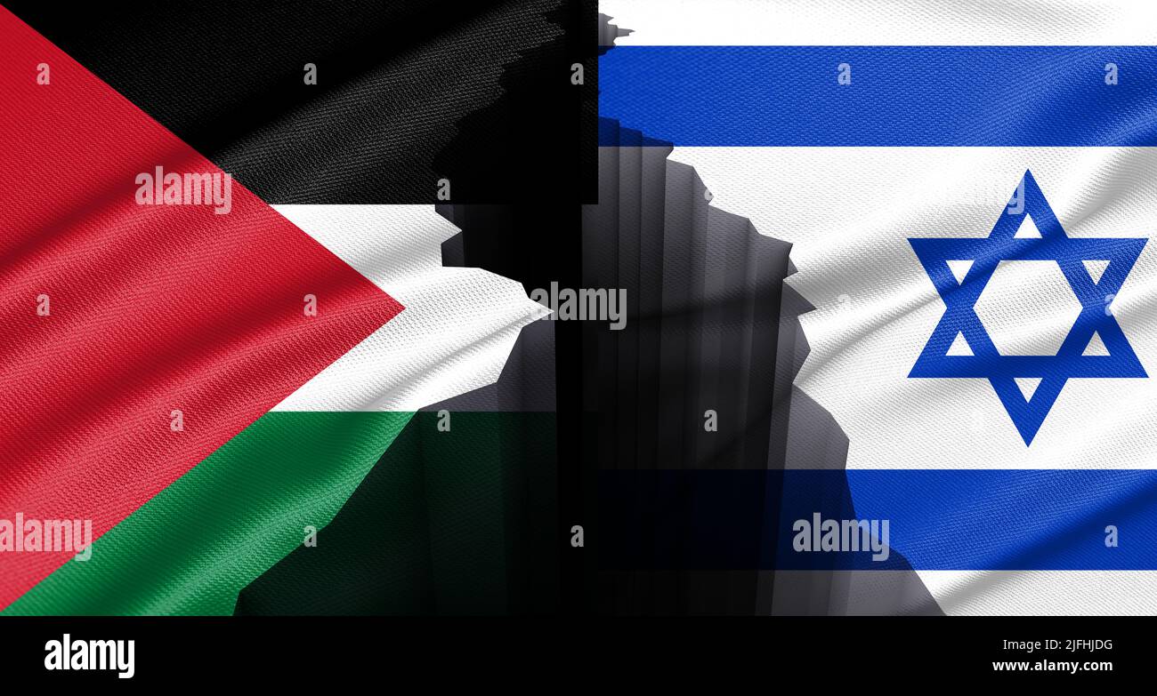 Flags of Palestine and Israel, Palestine vs Israel in world war crisis ...