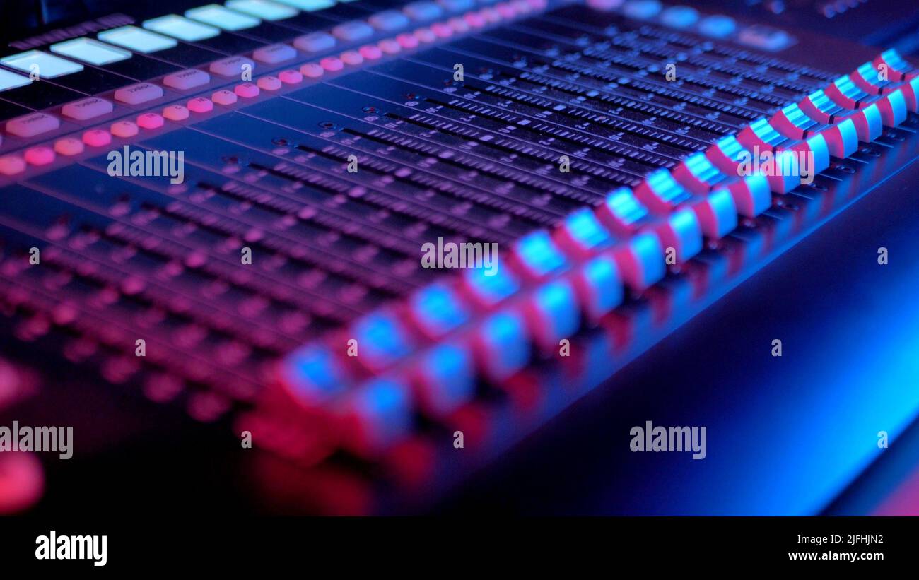 A close-up on a mix table Stock Photo - Alamy