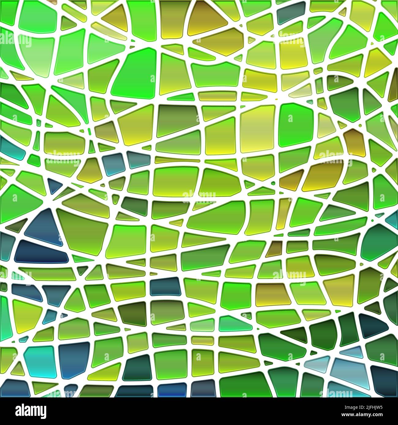 abstract vector stained-glass mosaic background - green, brown and blue ...