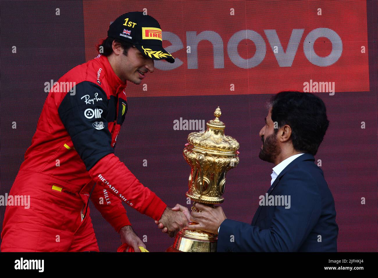 Silverstone, UK. 03rd July, 2022. Race winner on the podium with ...